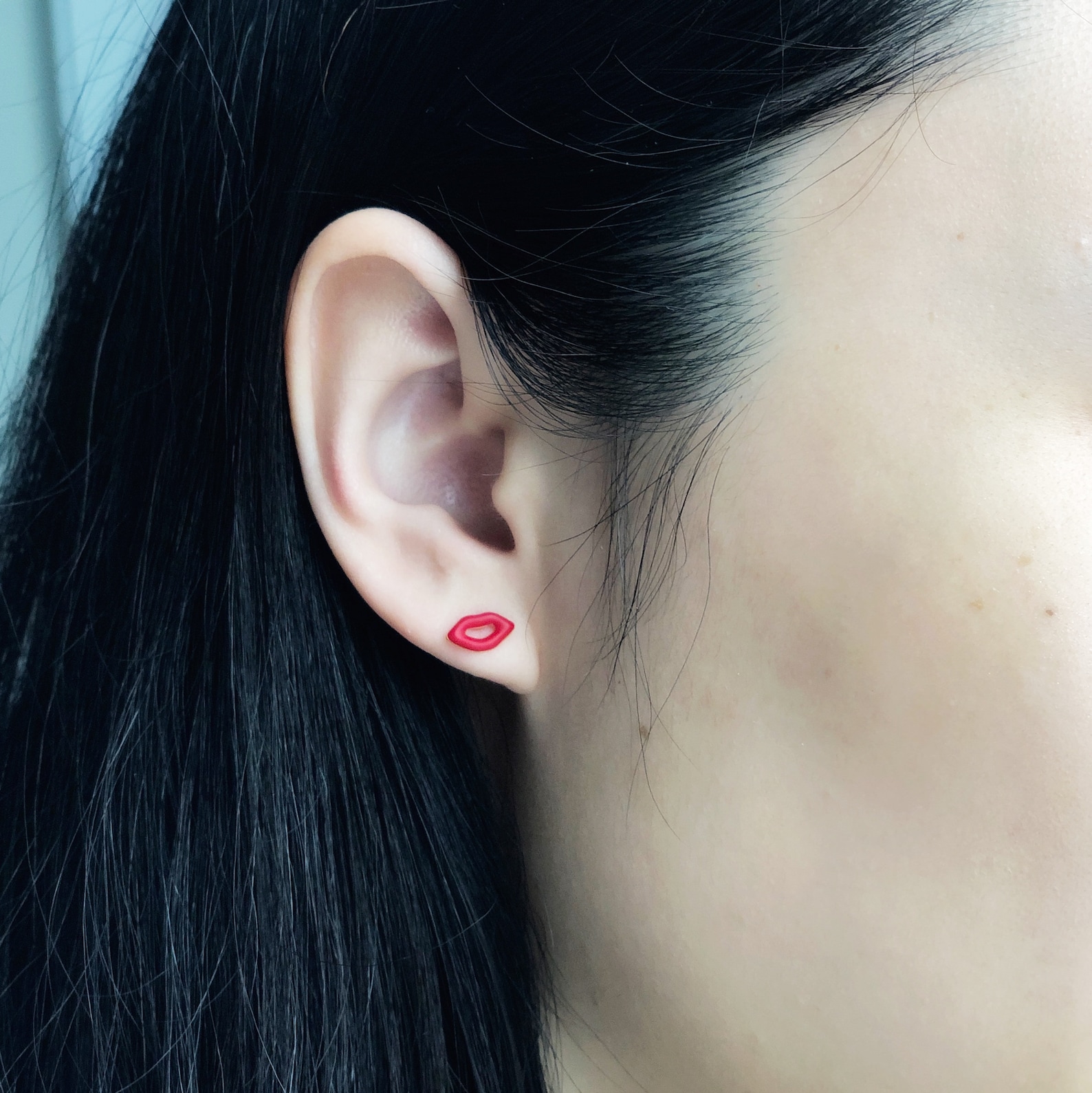 Dainty Red Lips Earrings in Sterling Silver 925 With Enamel, Kisses ...