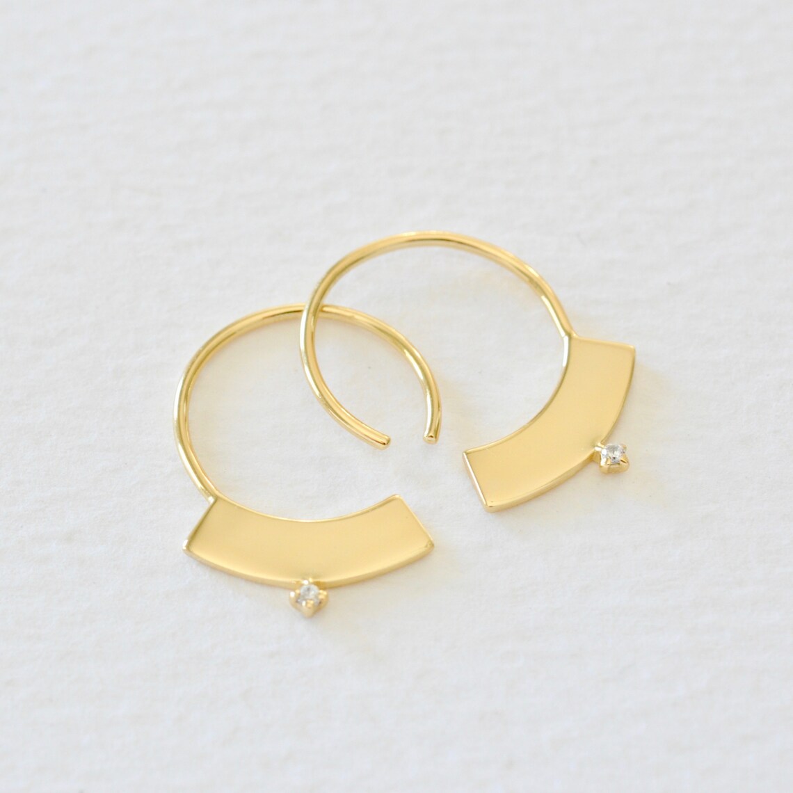 Gold Simple Hoops With a Flare Everyday Small Hoops Sterling - Etsy