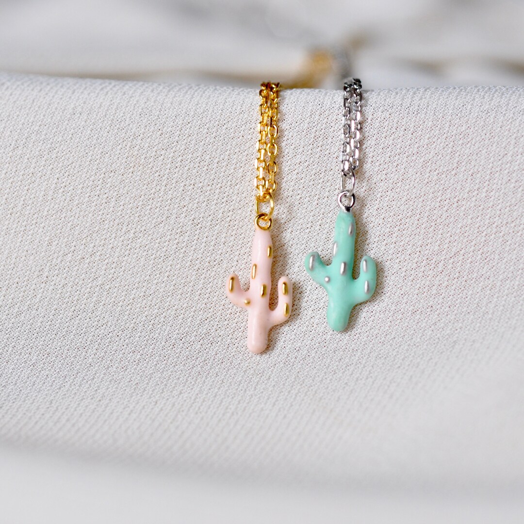 Cactus Necklace, Dainty Cactus Necklace, Tiny Cactus Charm, Sterling ...