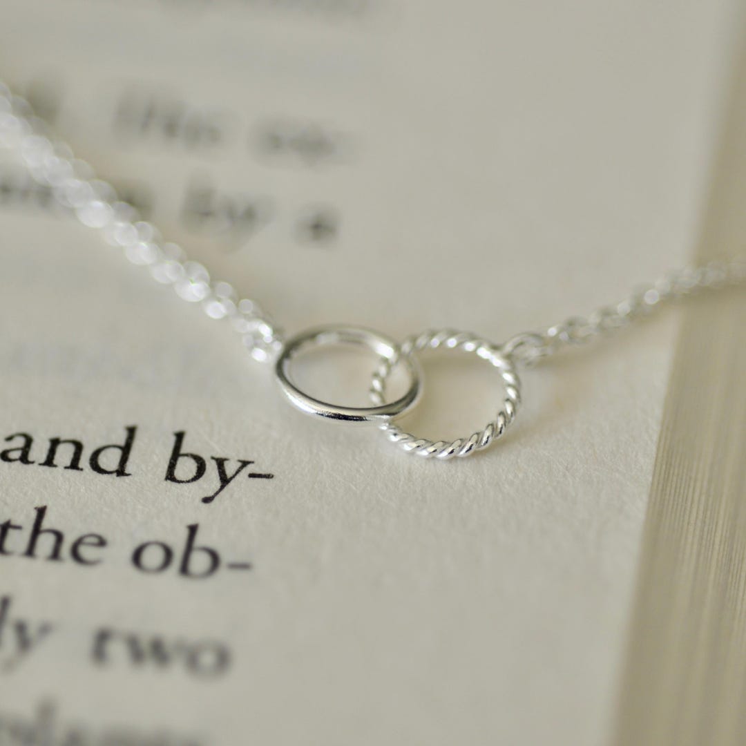 Sterling Silver Interlocking Ring Necklace, Delicate Unity Jewelry - Etsy