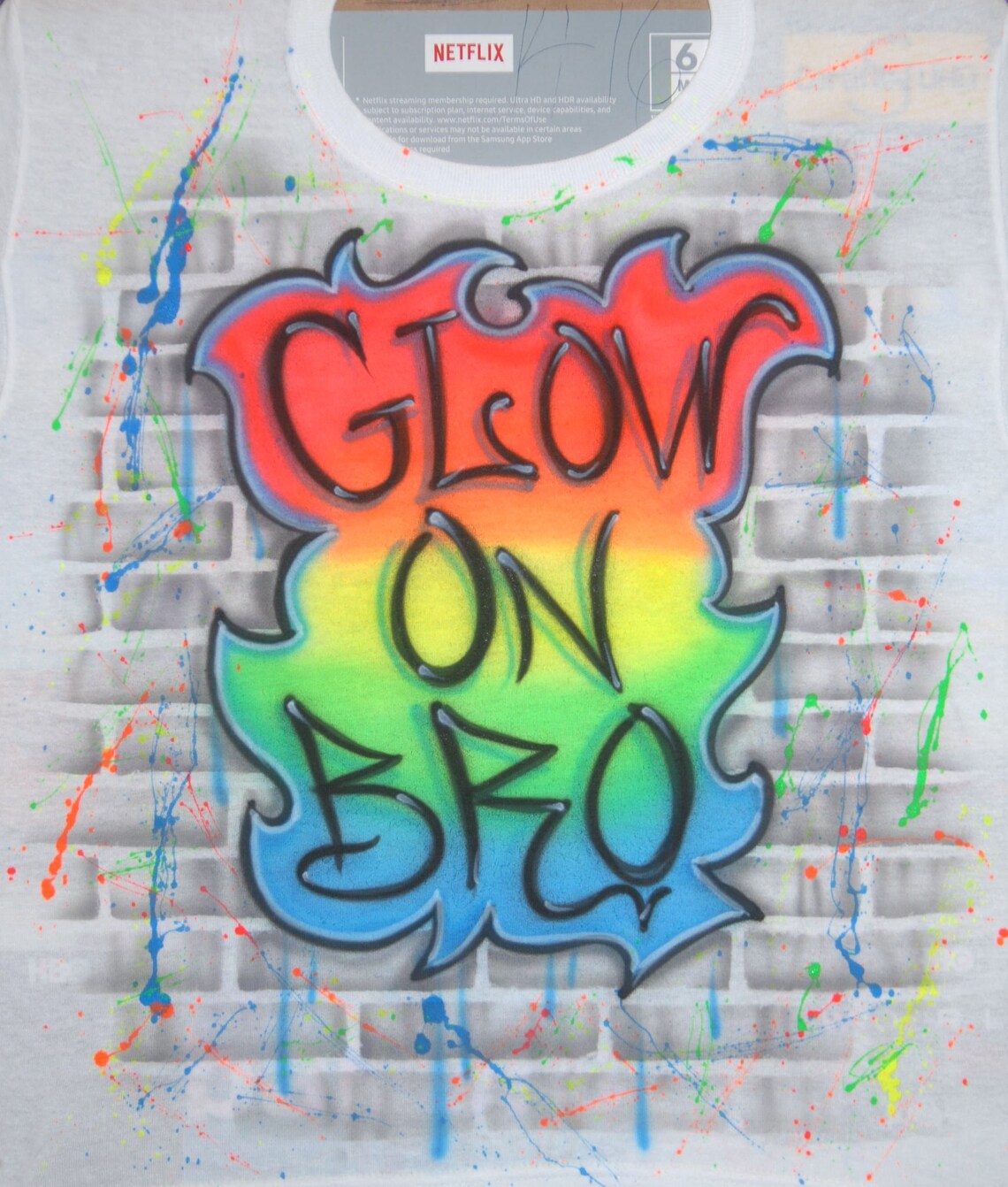 Airbrush Glow on Bro 90's Style Graffiti Brick Wall Custom - Etsy