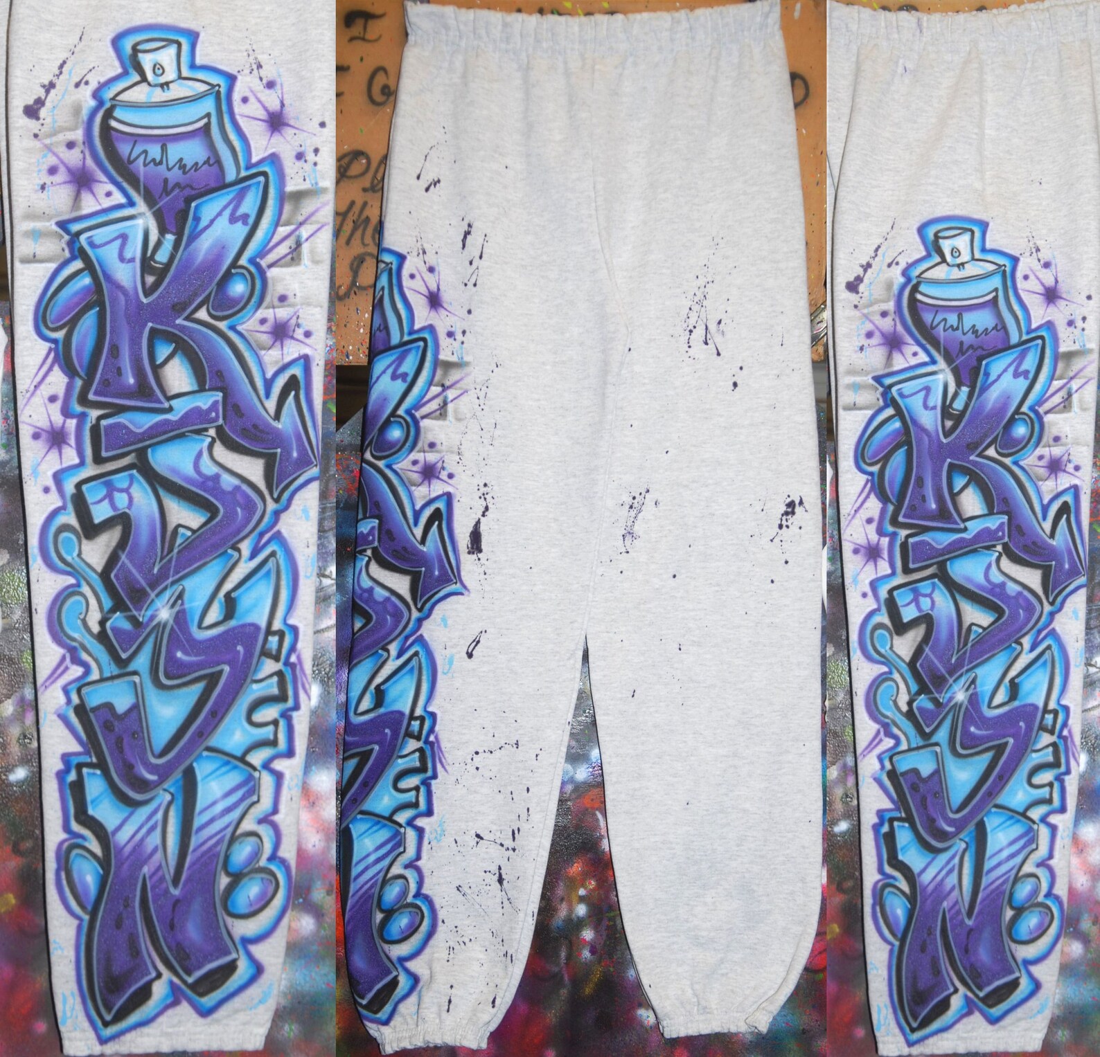 Airbrush Sweatpant Spraycan Graffiti Party Pants Rainbow Neon - Etsy