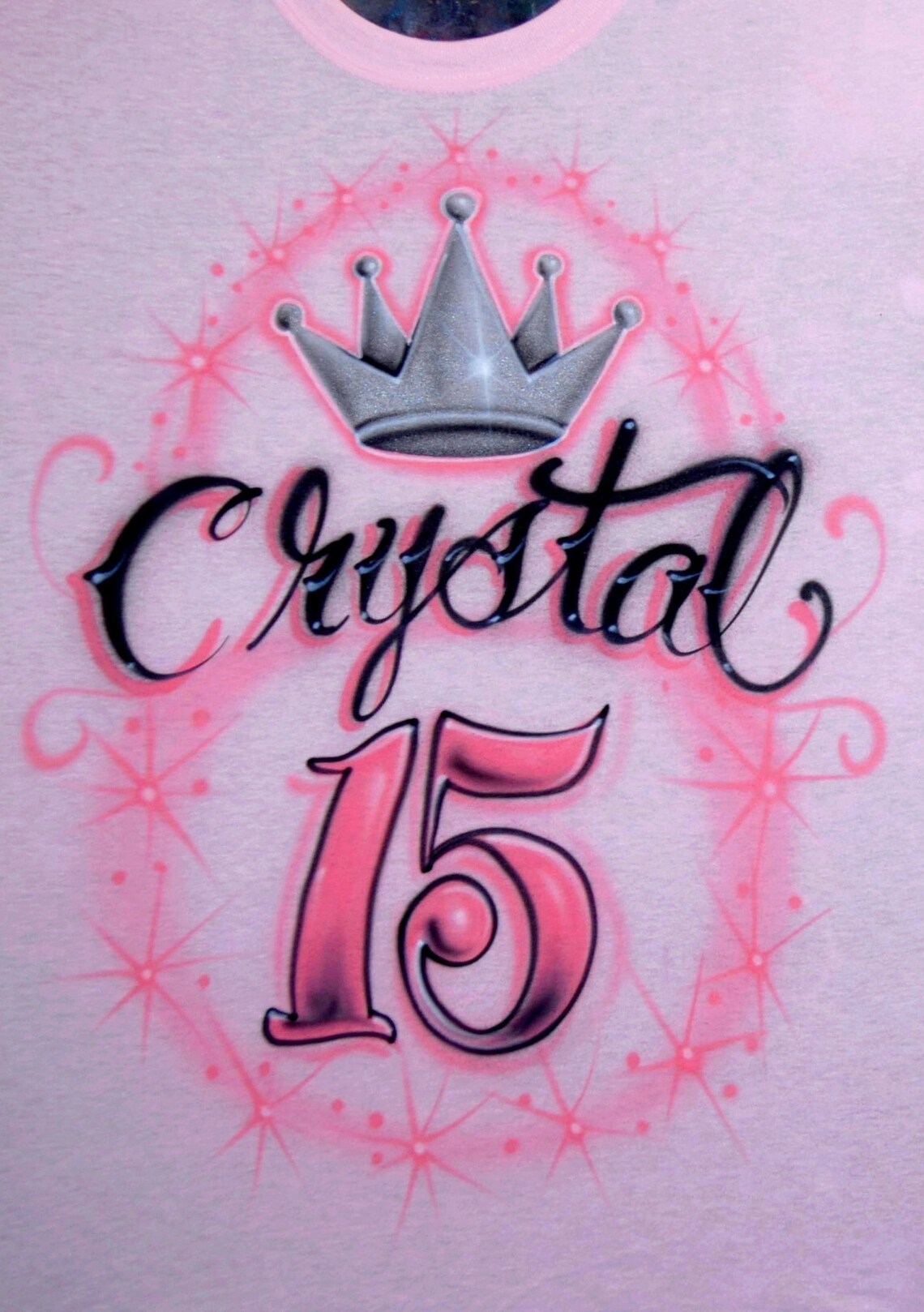 Airbrushed Shirt Quinceanera Queen Crown Tat Script 15 15th | Etsy