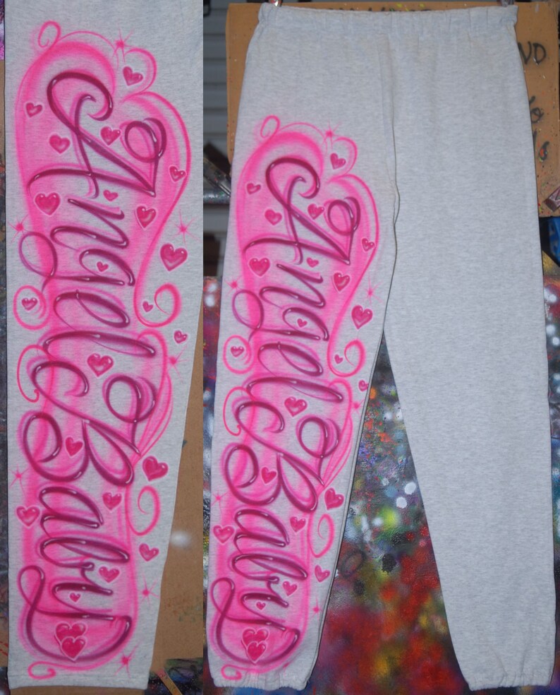 Airbrush Sweatpant Script Name With Hearts Stars Party Pants - Etsy
