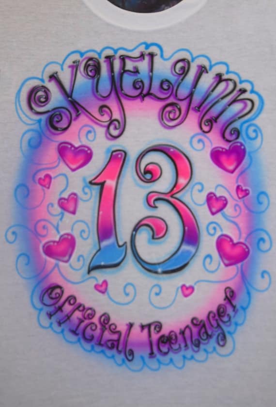 Airbrush 13 Birthday Official Teenager Number Thirteen Design | Etsy