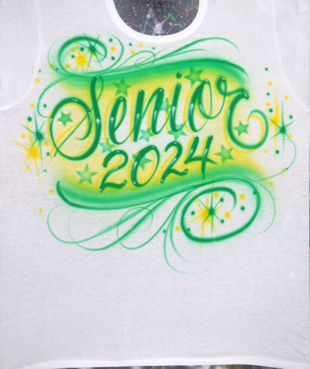 Airbrush Senior 2023 2024 Name Stars T-shirt Custom Airbrushed - Etsy
