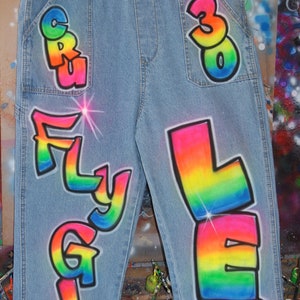 Airbrush Jeans Overalls Grafitti Hip Hop Artwork Only 90's Style Party ...