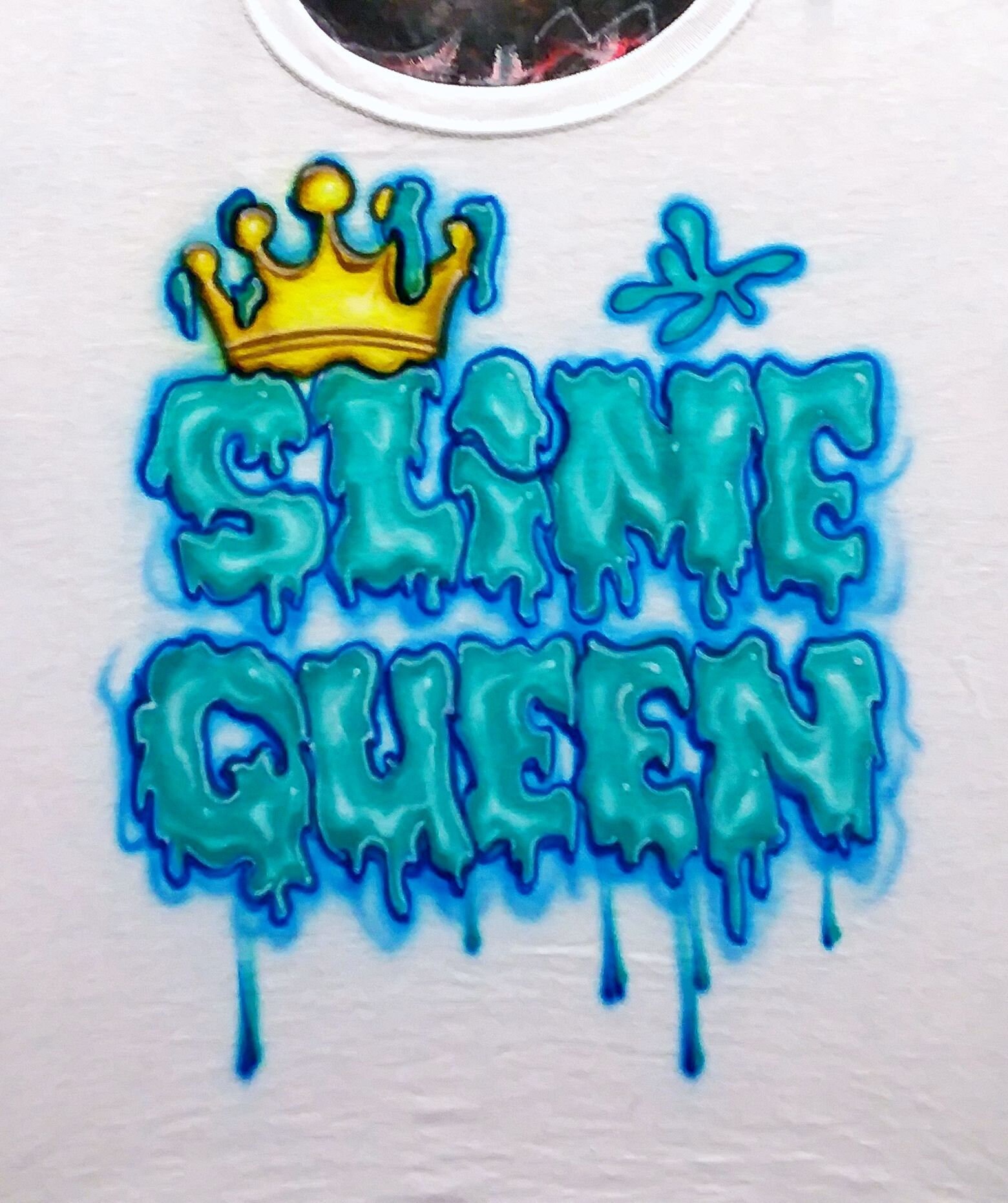 Airbrushed T Shirt Slime Queen Crown Slimy Aqua Blue | Etsy