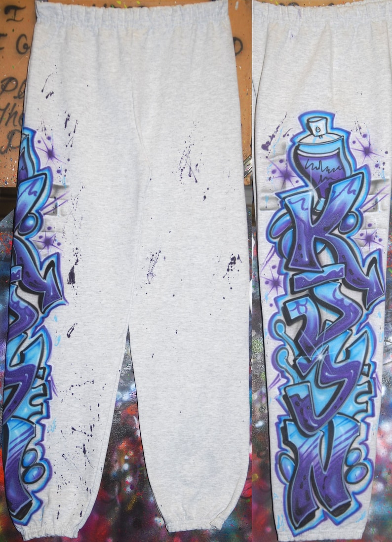 Airbrush Sweatpant Spraycan Graffiti Party Pants Rainbow Neon - Etsy