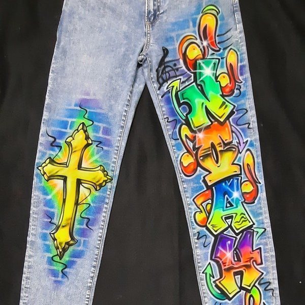 Graffiti Airbrush Jeans - Etsy