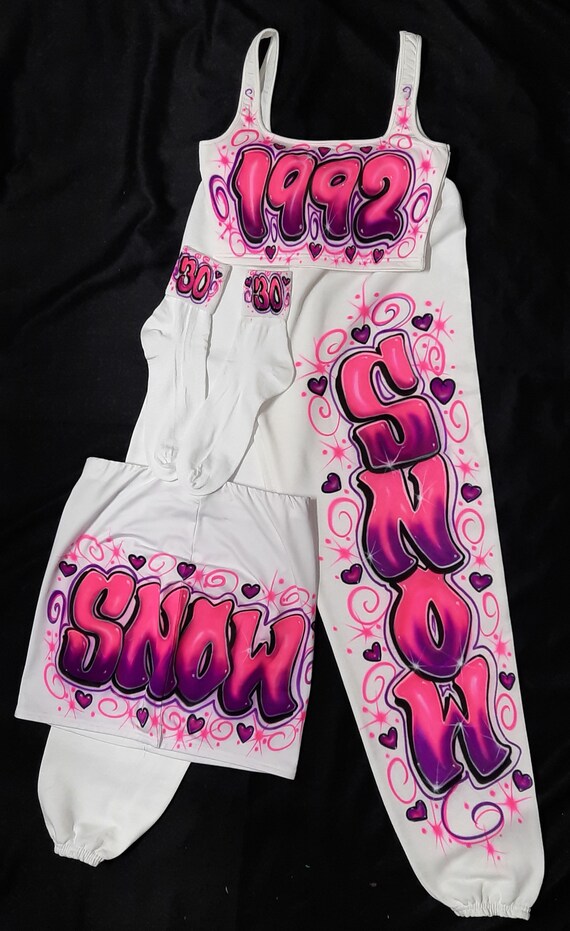 Airbrush Name 2 PC Set Crop Tank/sweatpants Birth Year Custom - Etsy