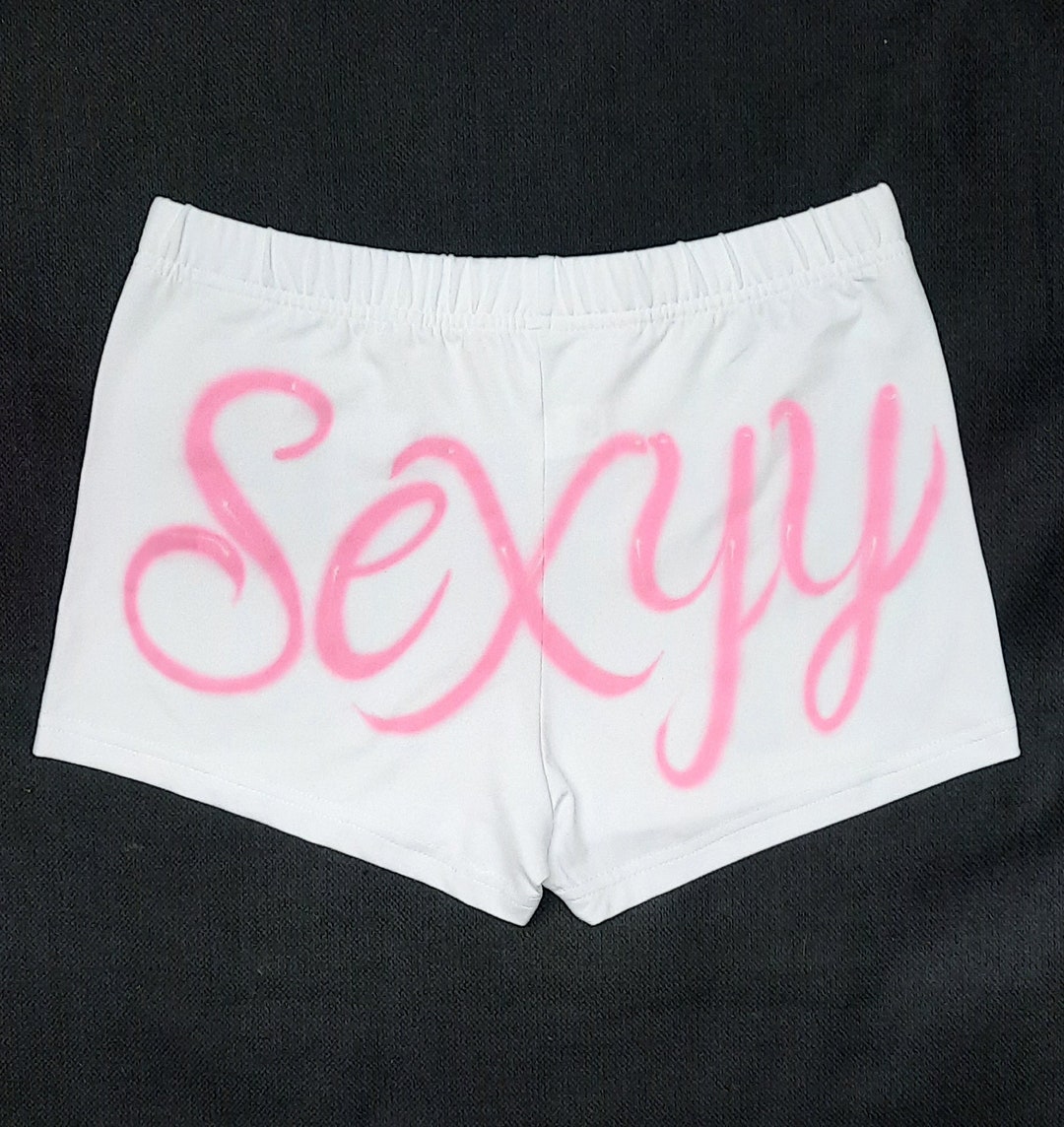Airbrush Sexyy Booty Shorts Name Design Custom Airbrushed Bodycon Yoga Cheer Shorts Jersey Spray ...