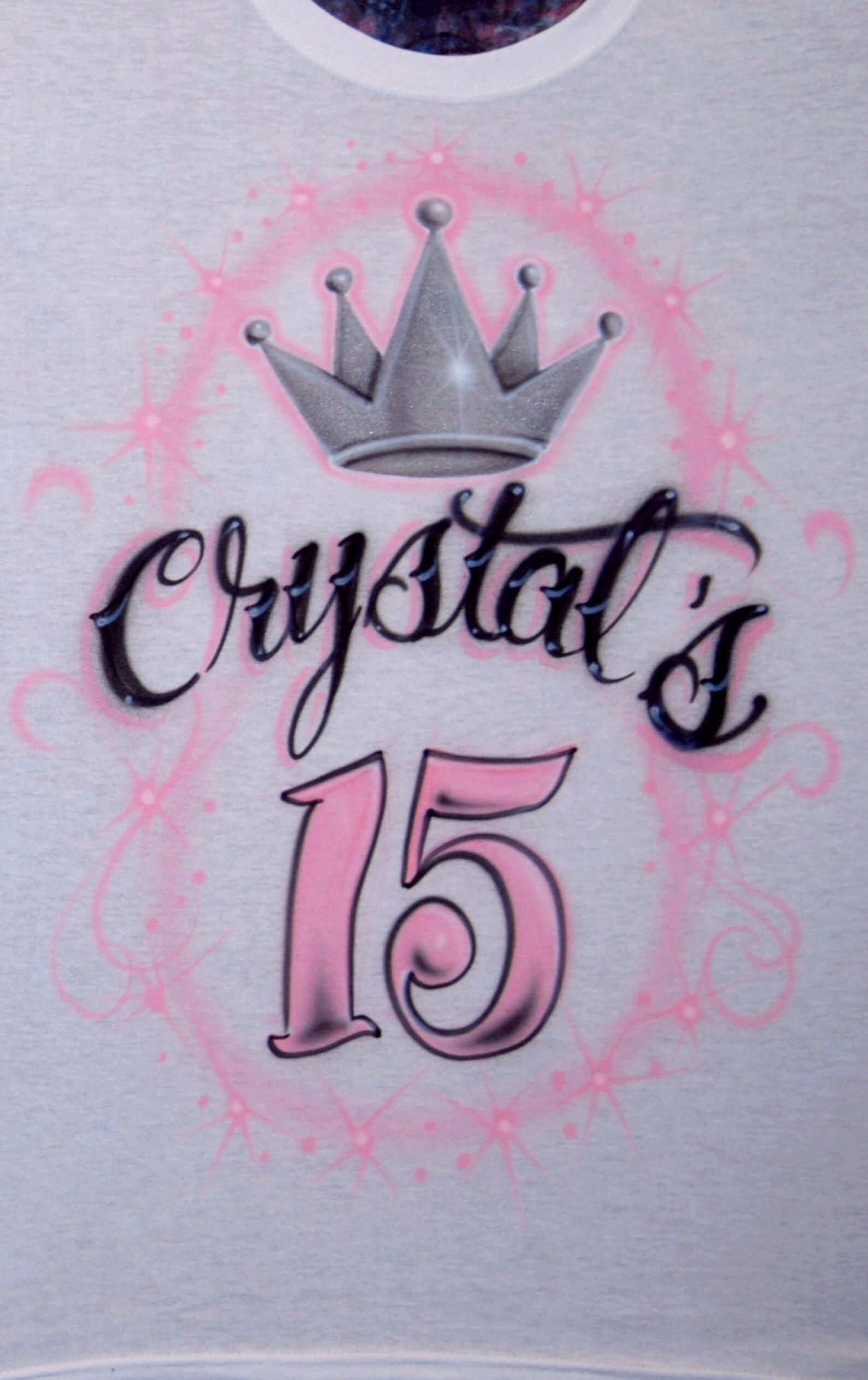 Airbrushed Shirt Quinceanera Queen Crown Tat Script 15 15th | Etsy