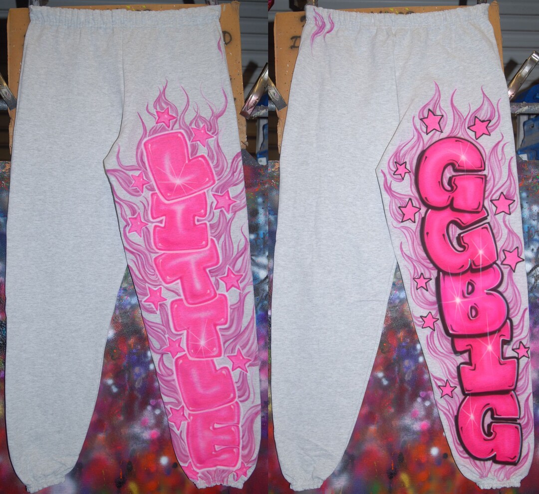 Airbrush Sweatpants Ggbig Gbig Big Little Sorority Flames Fire Stars ...