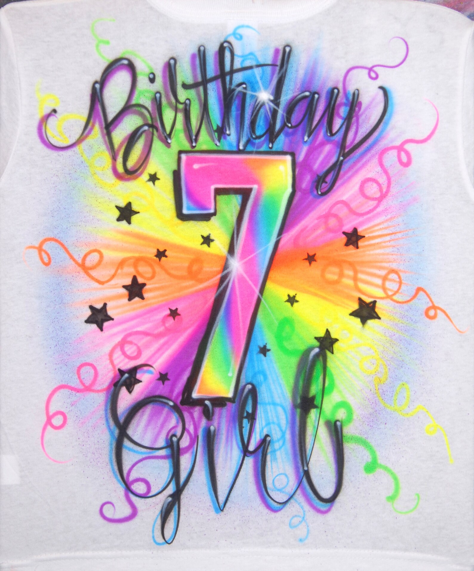Airbrush Birthday Girl 7 7th Birthday Party Confetti Color | Etsy