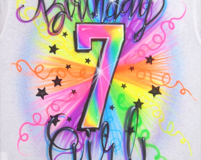 Airbrush Birthday Girl 7 7th Birthday Party Confetti Color - Etsy
