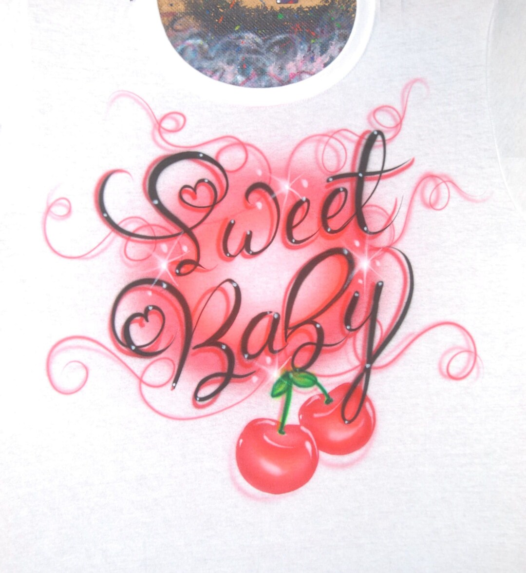 Airbrush Name and Cherries Red Cherry Calligraphy Script - Etsy