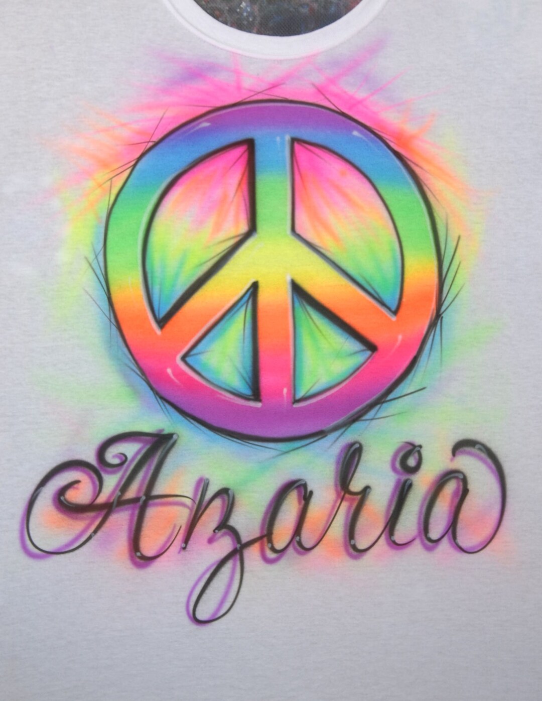 Airbrush Personalized Peace Sign 70's 60's Style Hippie Fluorescent ...