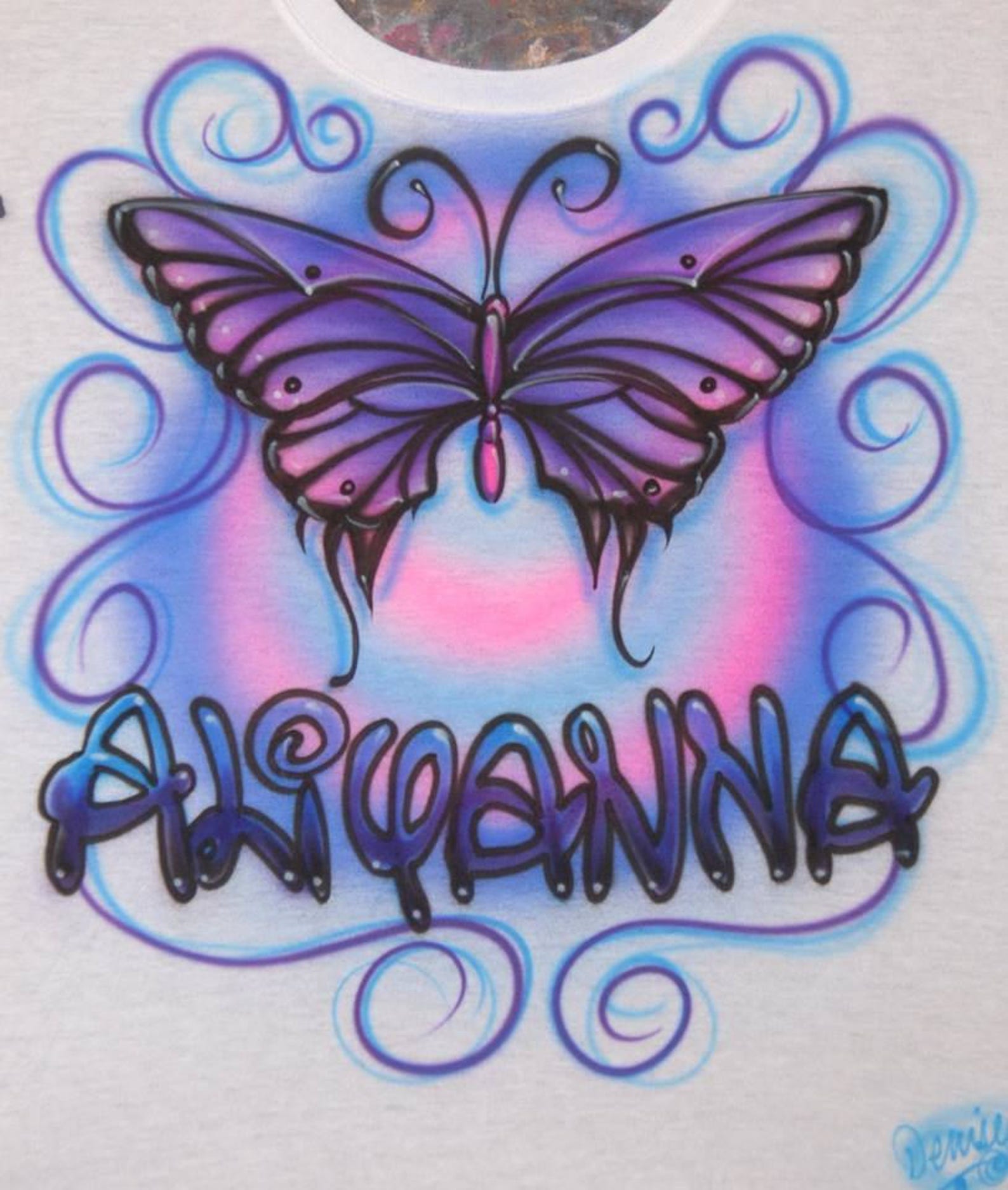 Butterfly Name Design Custom Airbrush T Shirt Hoodie Infant - Etsy