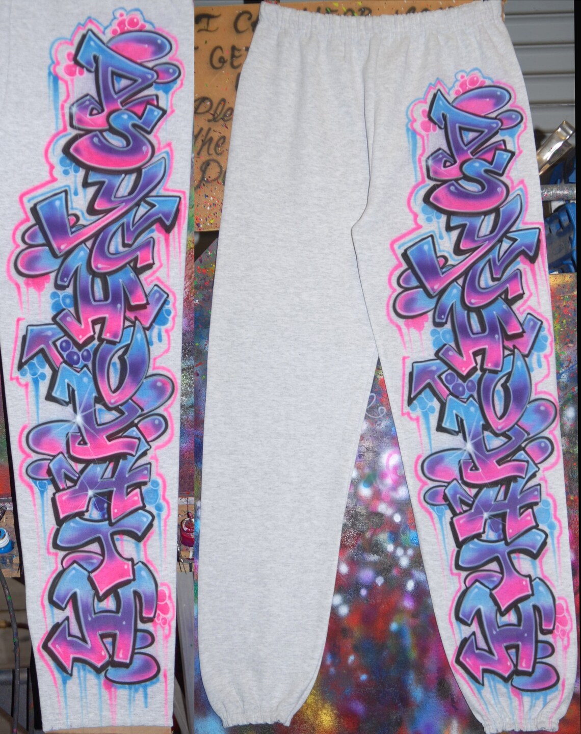Airbrush Sweatpant Spraycan Graffiti Party Pants Rainbow Neon | Etsy