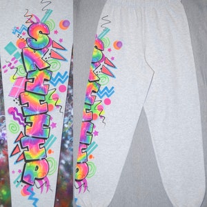 Airbrush Sweatpants Matching the Boombox Geometric Shapes Hoodie Pants ...