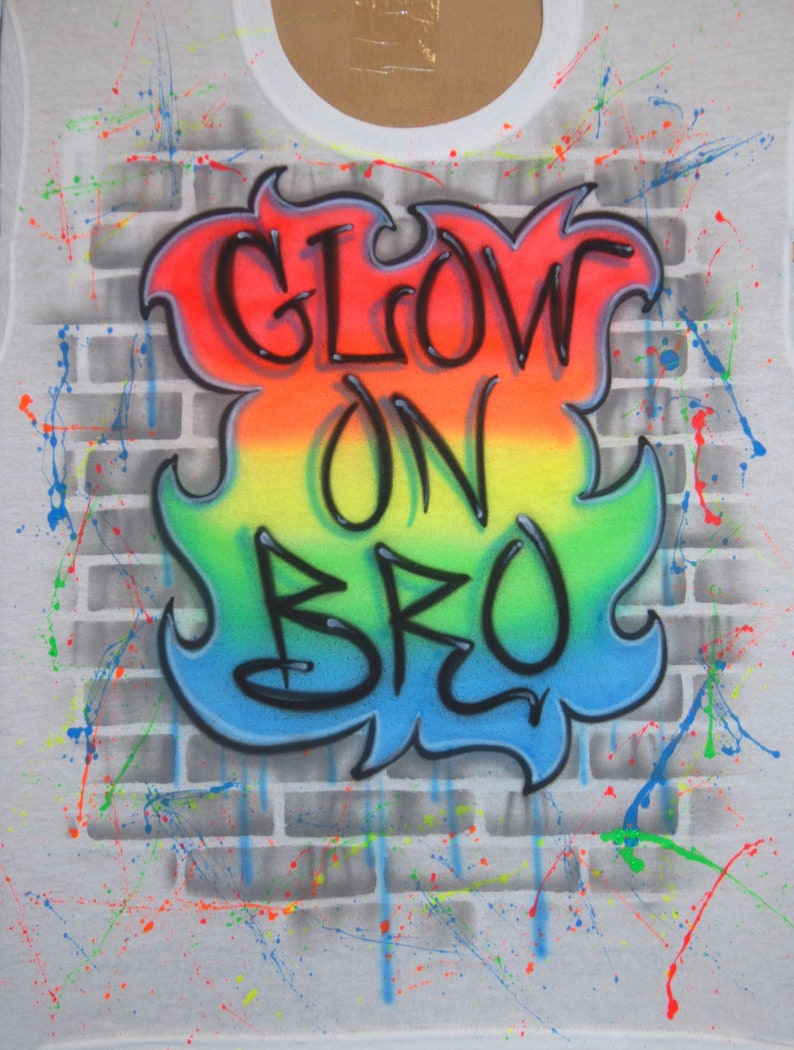 Airbrush Glow on Bro 90's Style Graffiti Brick Wall Custom - Etsy