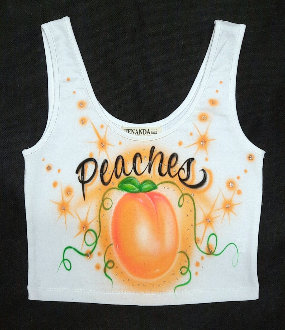 Airbrush Peach Peaches Name Custom Airbrushed Crop Tank Crop Top ...