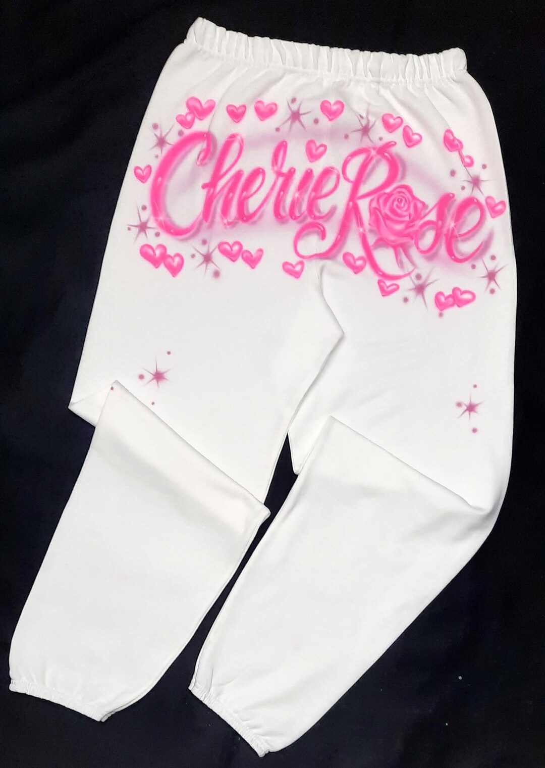 Airbrush Sweatpants Butt Script Name Hearts Stars Bride Maid of Honor ...