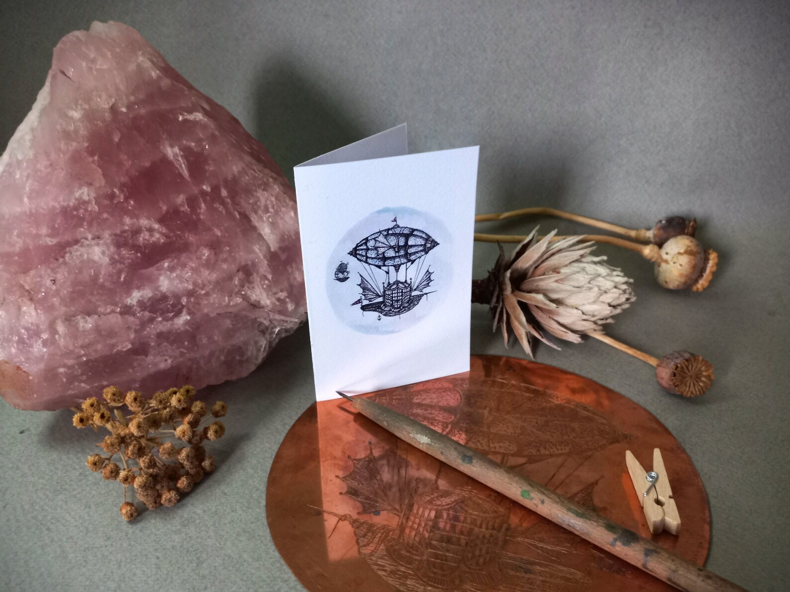 Printable Gift Card Set With 4 Whimsical Hot Air Balloon, Zeppelin and ...