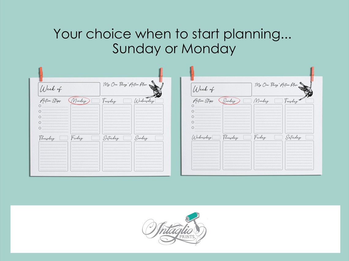 My One Thing. 3 PAGE PLANNER. Year, Month & Week Planners. Printable ...