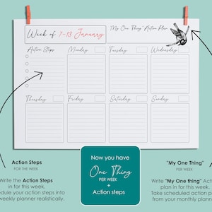 My One Thing. 3 PAGE PLANNER. Year, Month & Week Planners. Printable ...