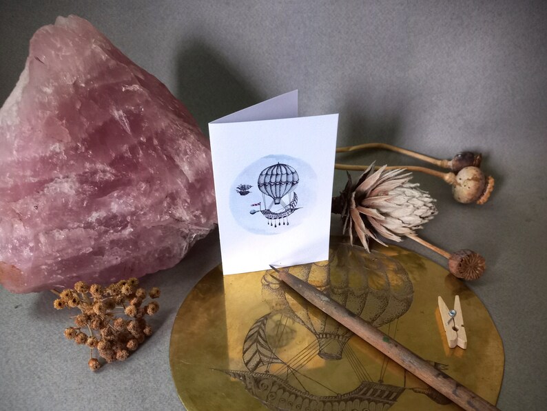 Printable Gift Card Set With 4 Whimsical Hot Air Balloon, Zeppelin and ...