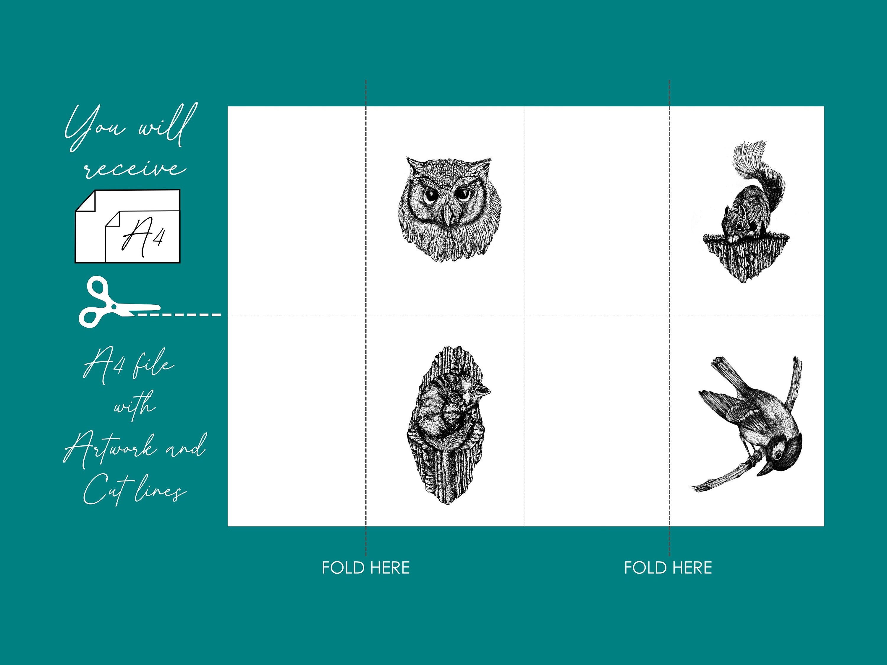 Woodland Creatures Printable Gift Cards With Fox & Rabbit, Squirrel ...