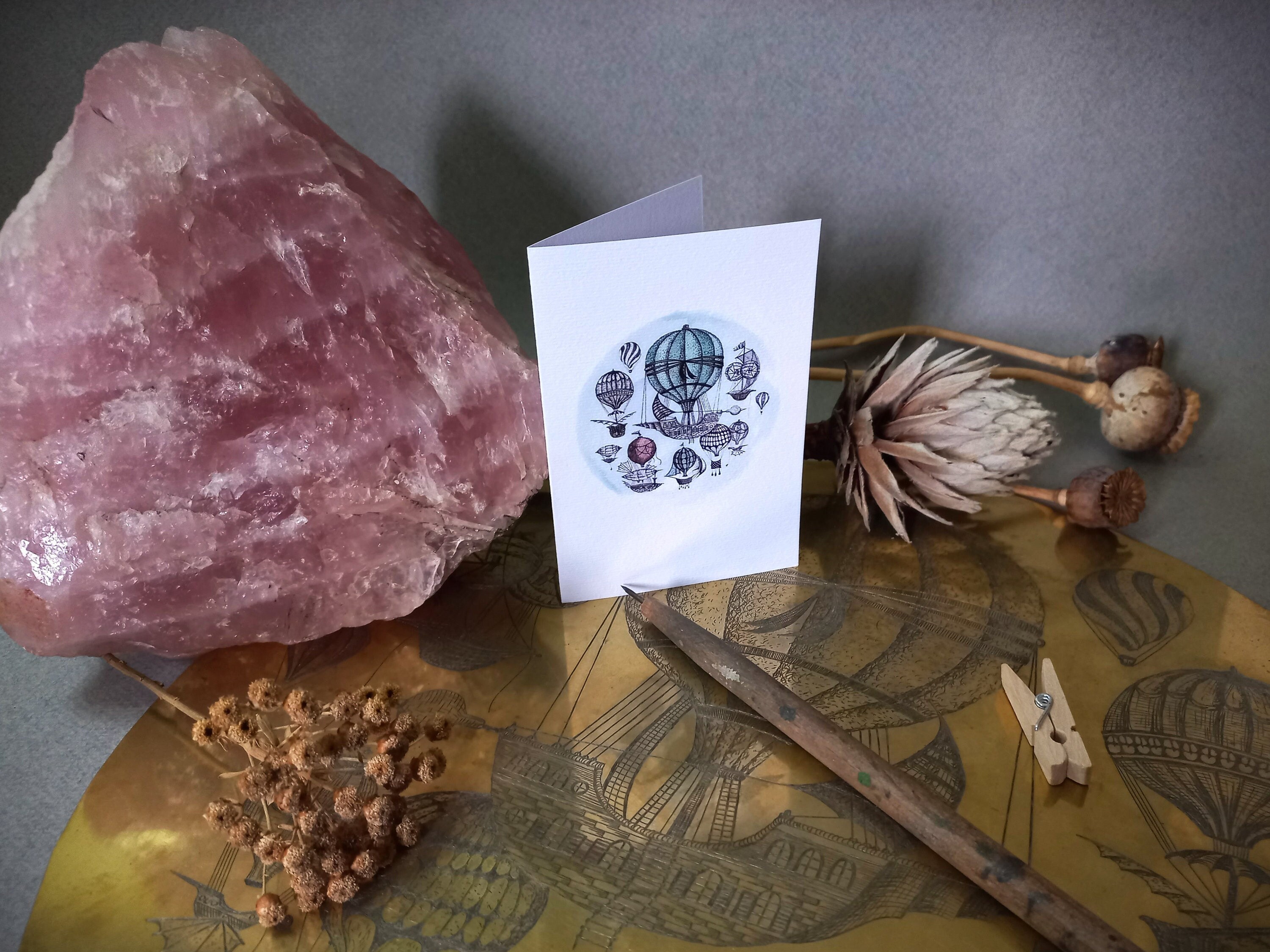 Printable Gift Card Set With 4 Whimsical Hot Air Balloon, Zeppelin and ...