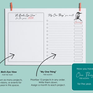 My One Thing. 3 PAGE PLANNER. Year, Month & Week Planners. Printable ...
