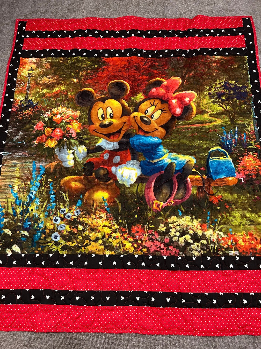Sweethearts Quilt - 48” X 55” - Mickey and Minnie Quilt - Mickey Mouse ...