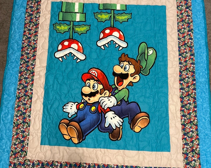 Mario Quilt Luigi Quilt Mario and Luigi 50 X 58 Mario and Luigi Quilt ...