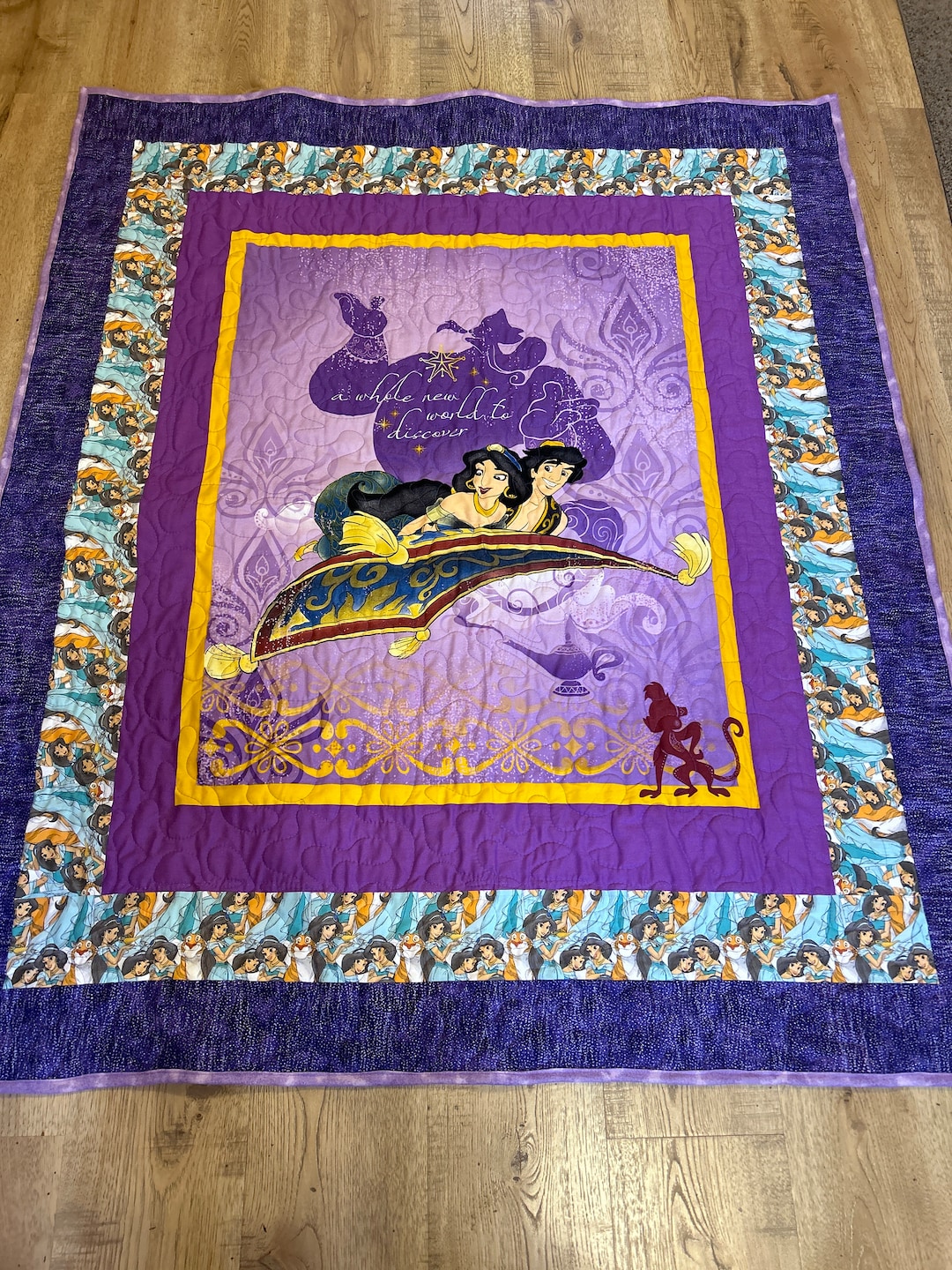 Aladdin aladdin and Jasmine Quilt Genie rajah Abu - Etsy
