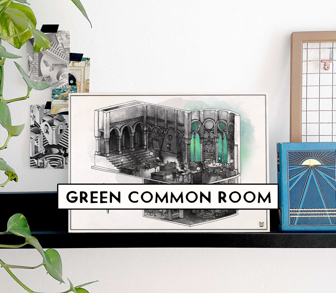 4 Houses Common Room Plans Set Poster Illustration Map - Etsy