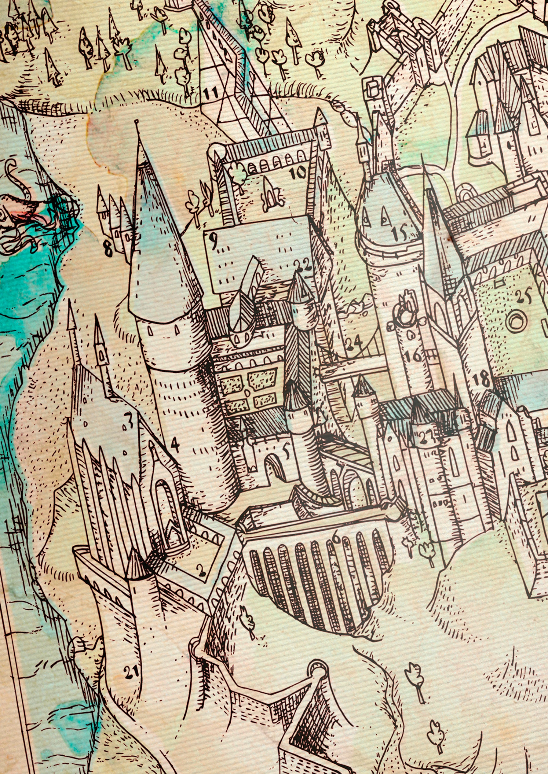 Castle Map - Plan of the Magic Castle - Wizarding Illustration - Poster ...