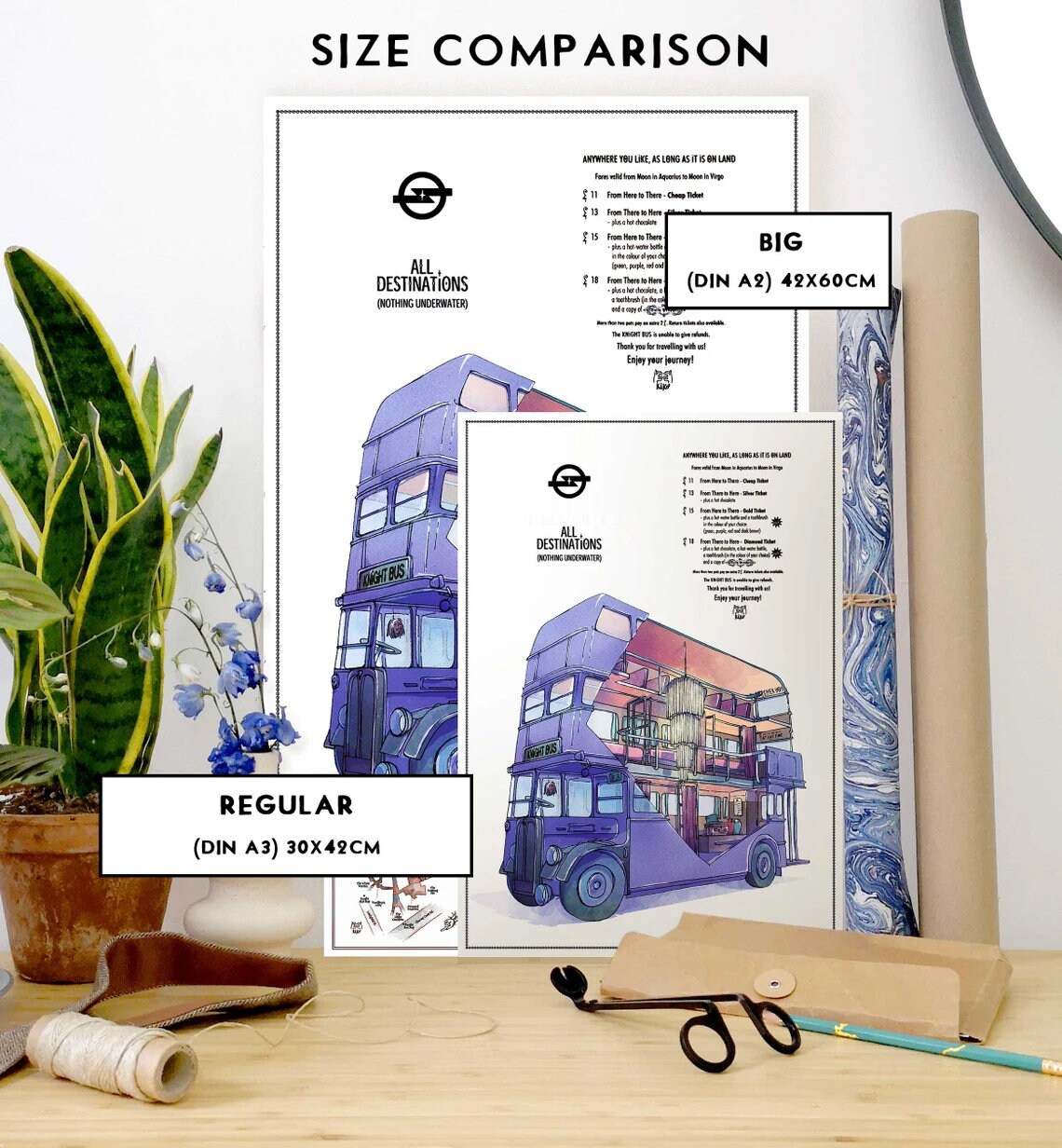 Magic Bus Poster Free Ticket Illustration by Kiko Sánchez - Etsy