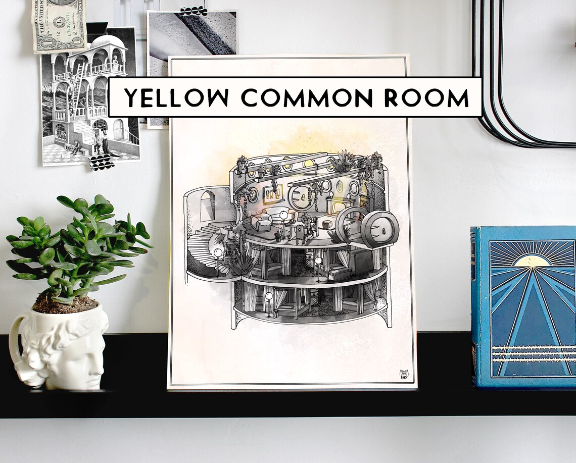 4 Houses Common Room Plans Set Poster Illustration Map - Etsy