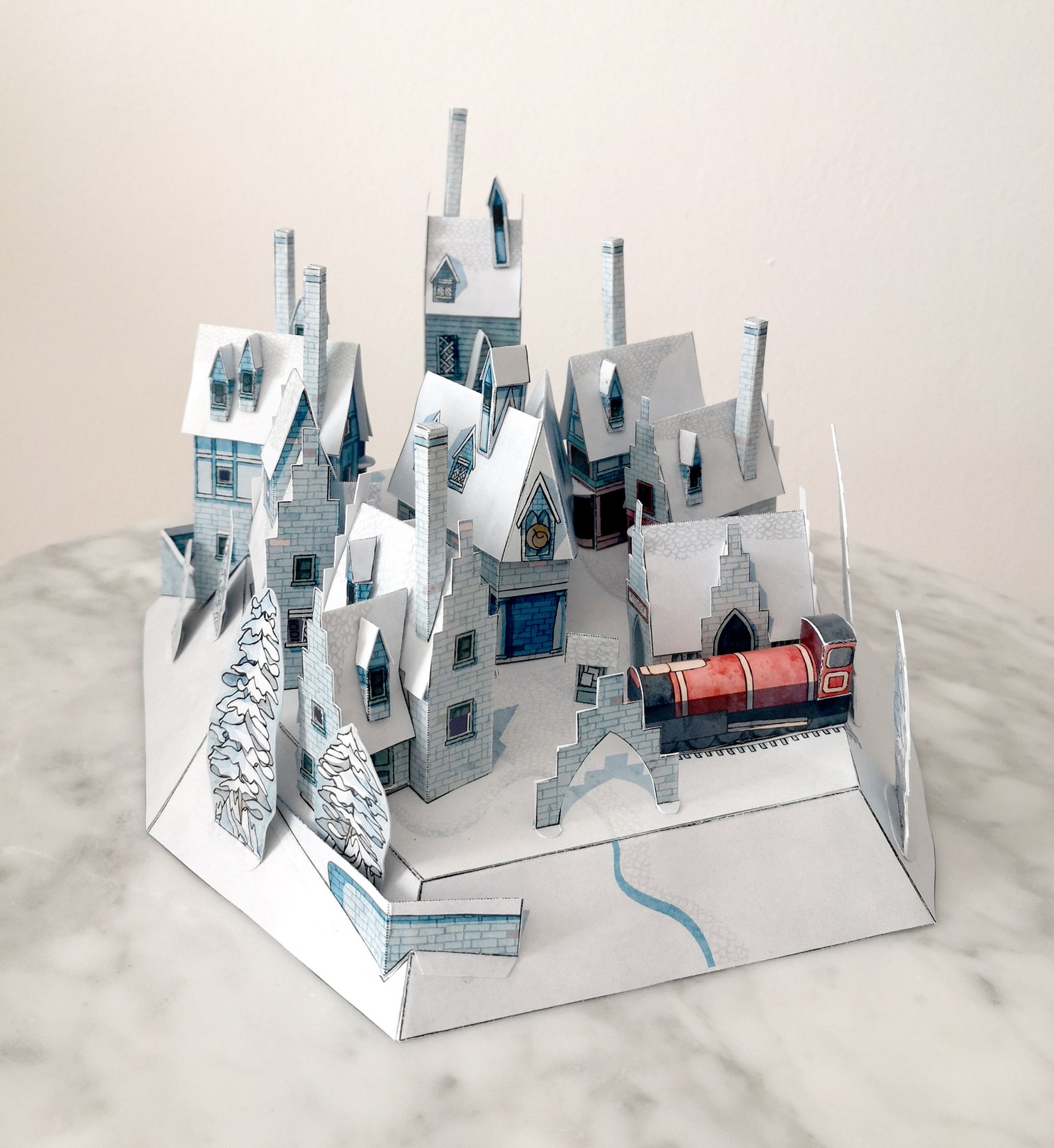 Wizard Magic Village PAPERCRAFT - Cut & Assemble Paper Model Kit - Etsy