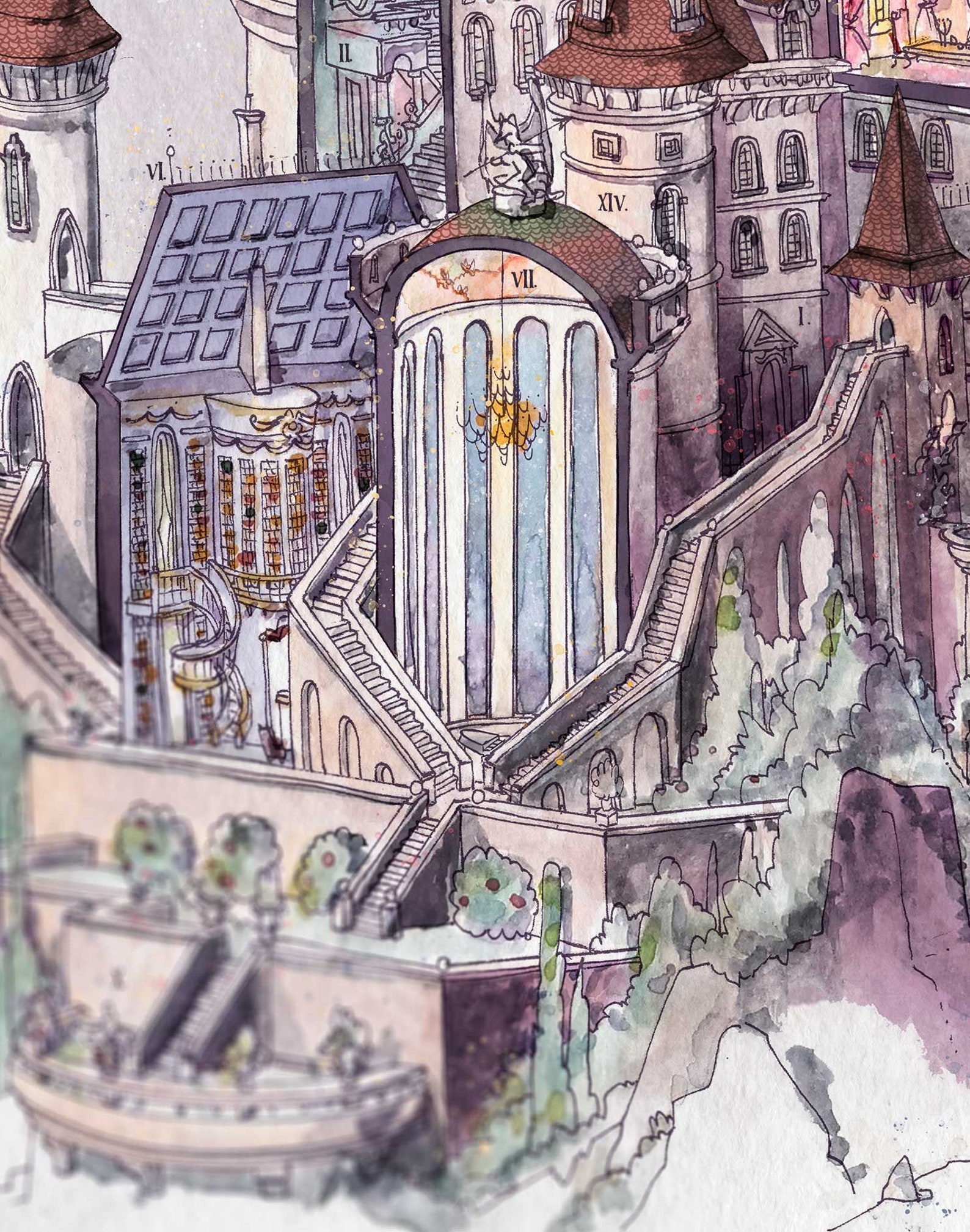 Beast's Castle Map Illustration Beauty and the Beast - Etsy