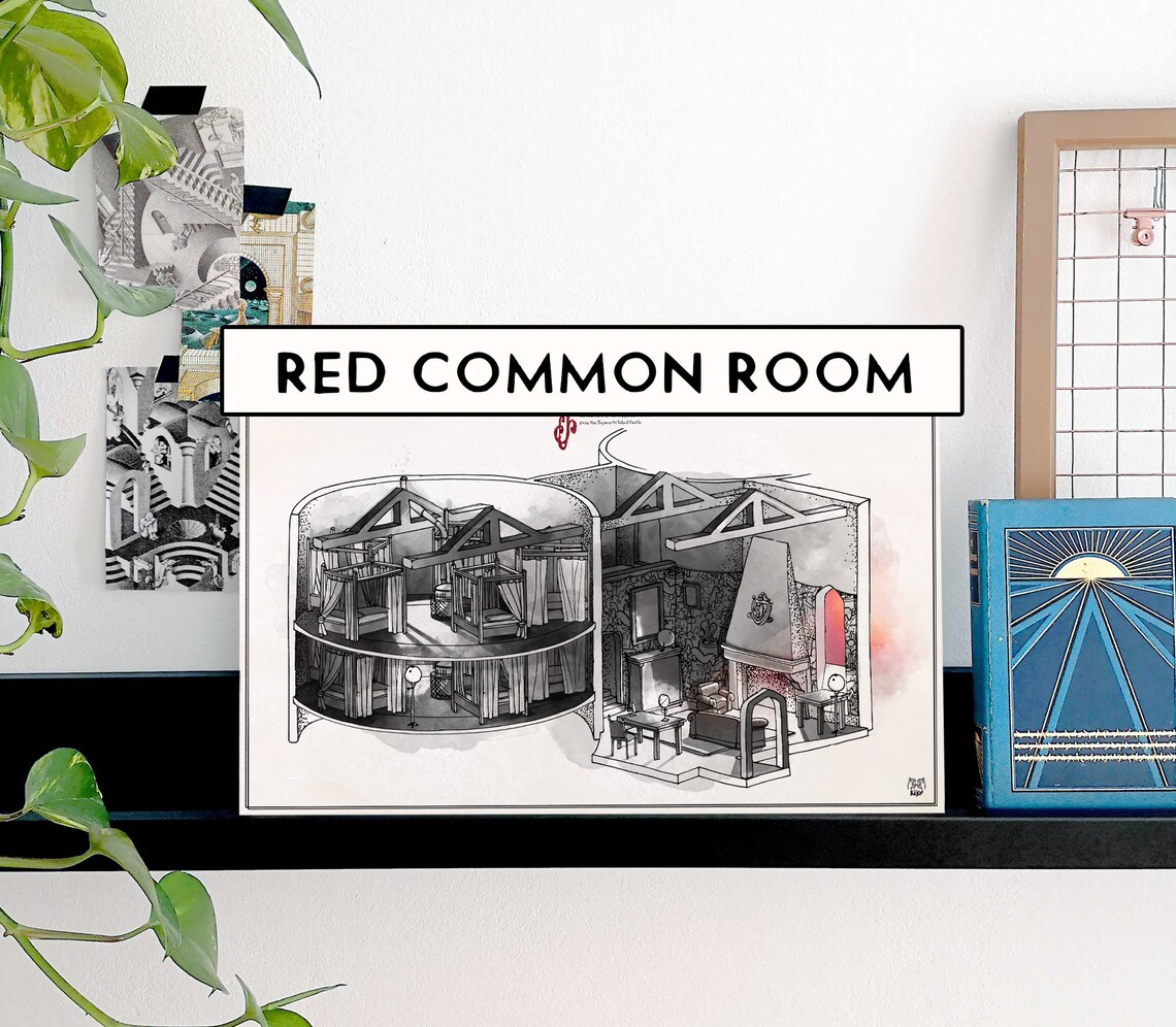 4 Houses Common Room Plans Set Poster Illustration Map - Etsy