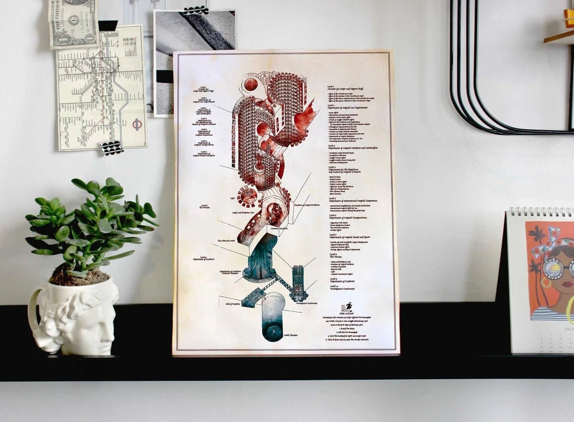 Ministry of Magic Floorplan - Map - Original Illustration Reproduction ...