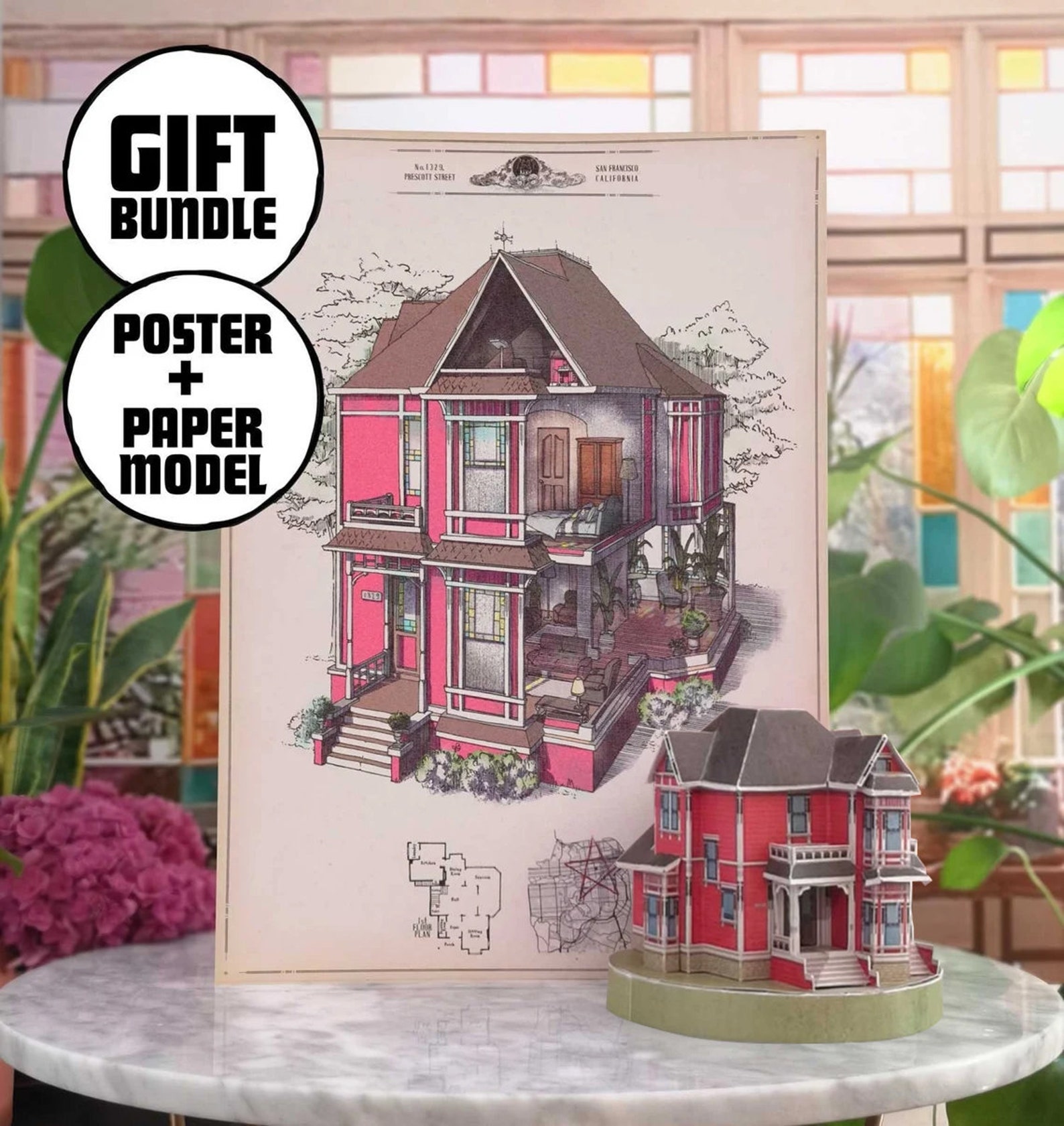 GIFT BUNDLE - Charmed Manor Poster + Halliwell House Card Model Kit - Etsy