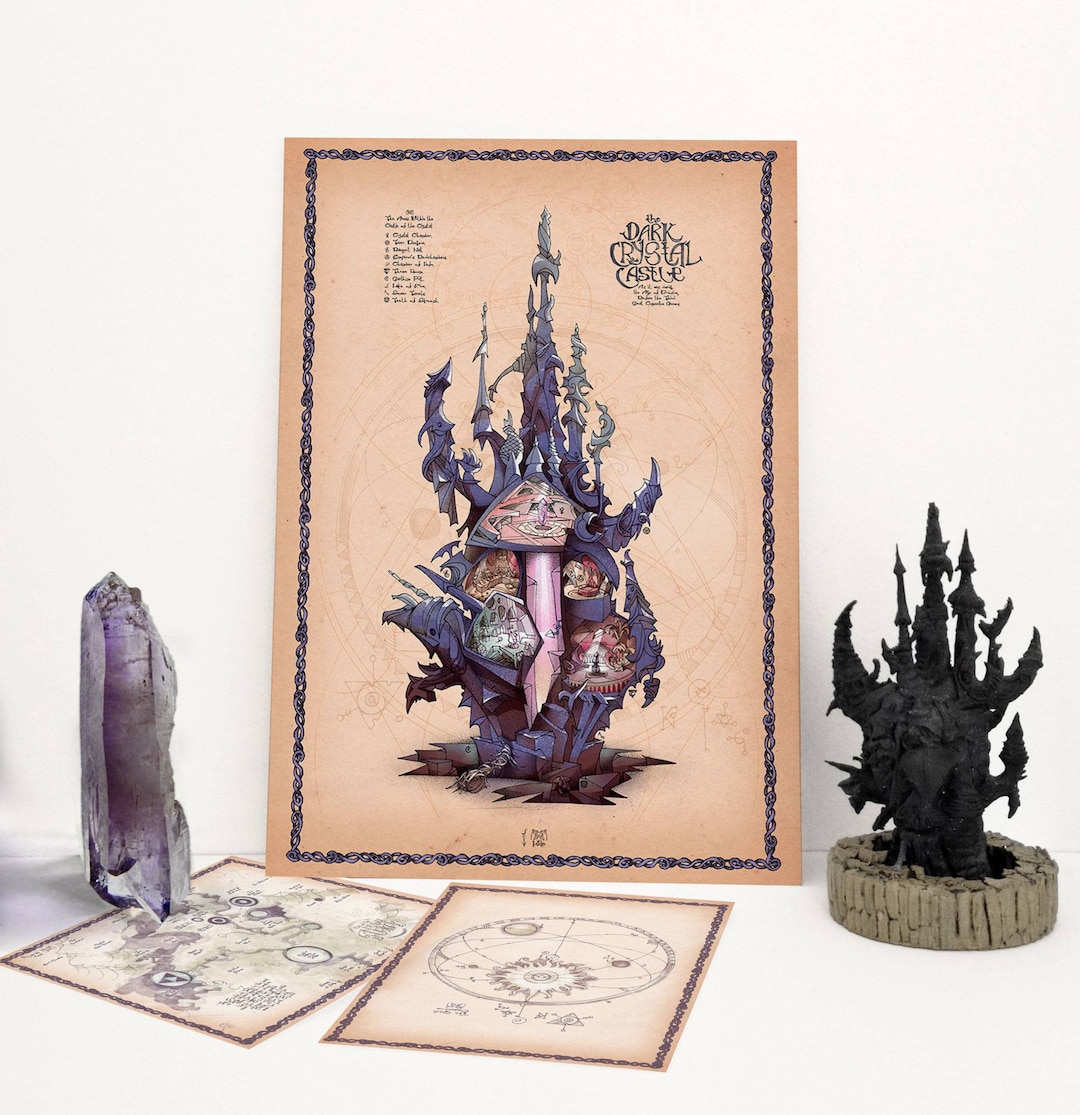 Map of the CRYSTAL CASTLE - Set of 3 Original Illustrations - Dark ...