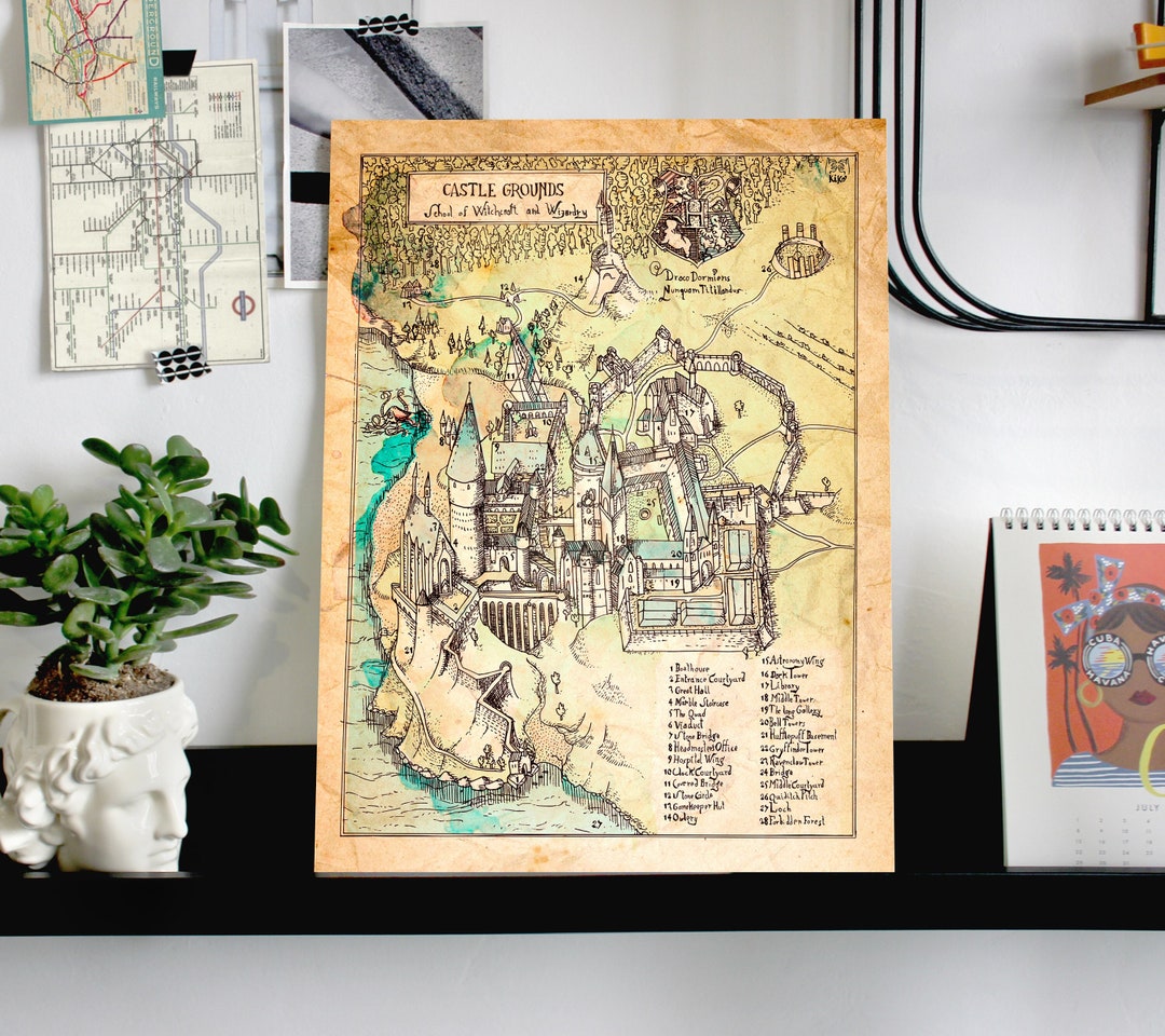 Castle Map - Plan of the Magic Castle - Wizarding Illustration - Poster ...