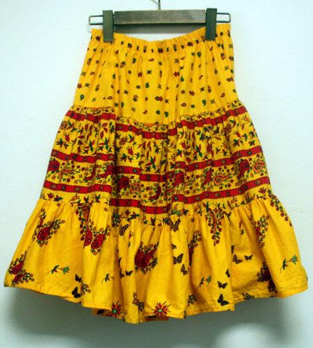 70's Vintage Provence Skirt - French Provence Cotton Fabric - Size One ...